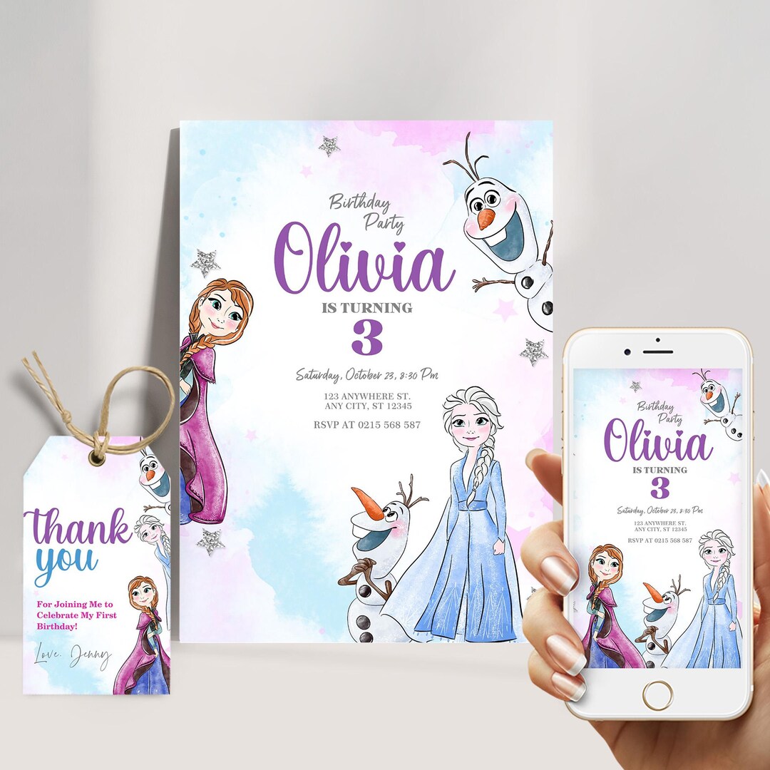 Frozen Birthday Invitation Digital Download With FREE Thank You Tags ...