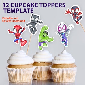 Printable Hulk Cake Topper Spidey and His Amazing Friends Cupcake ...