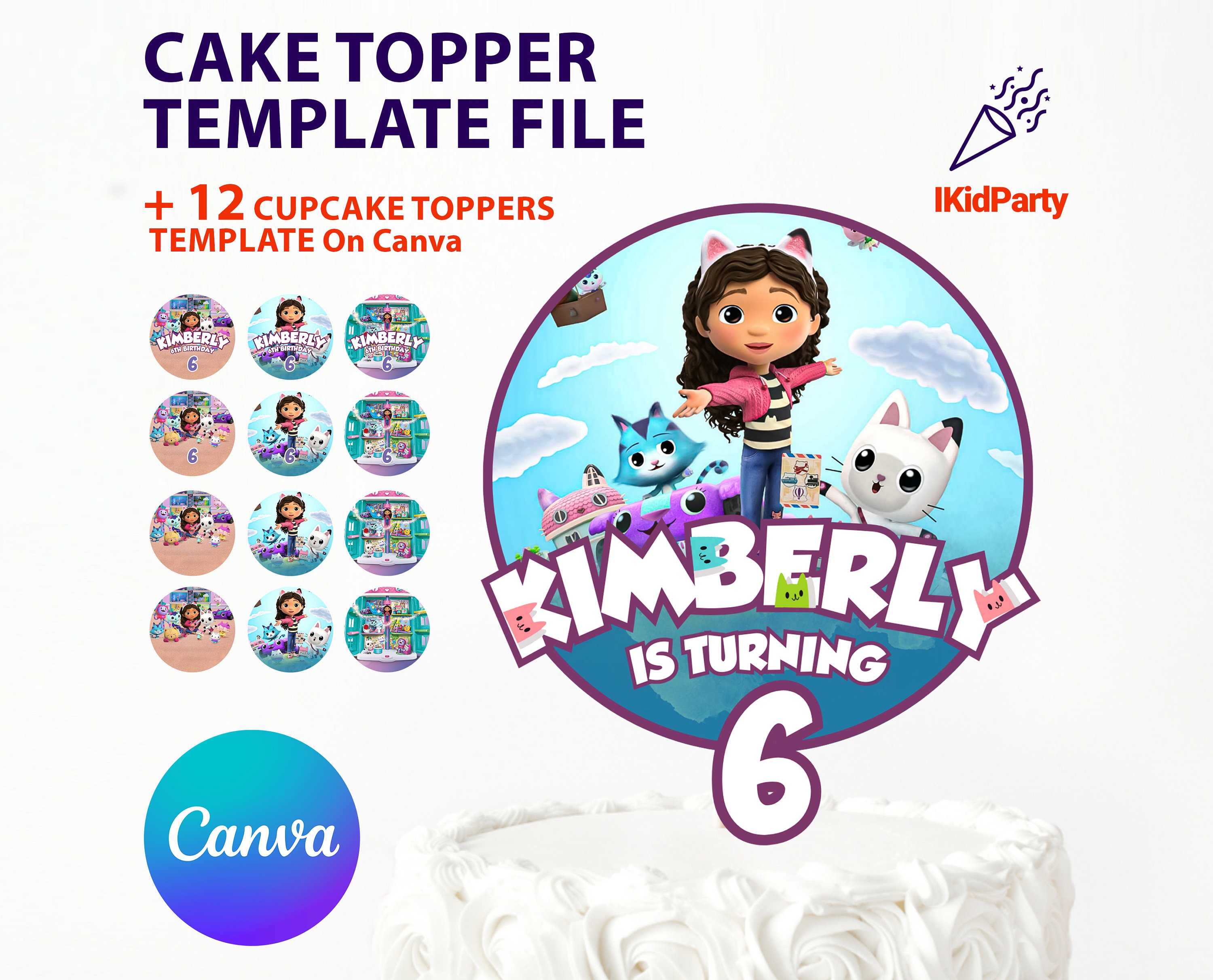 Editable Gabby Dollhouse Cake Topper Gabby Dollhouse Cupcake Topper ...