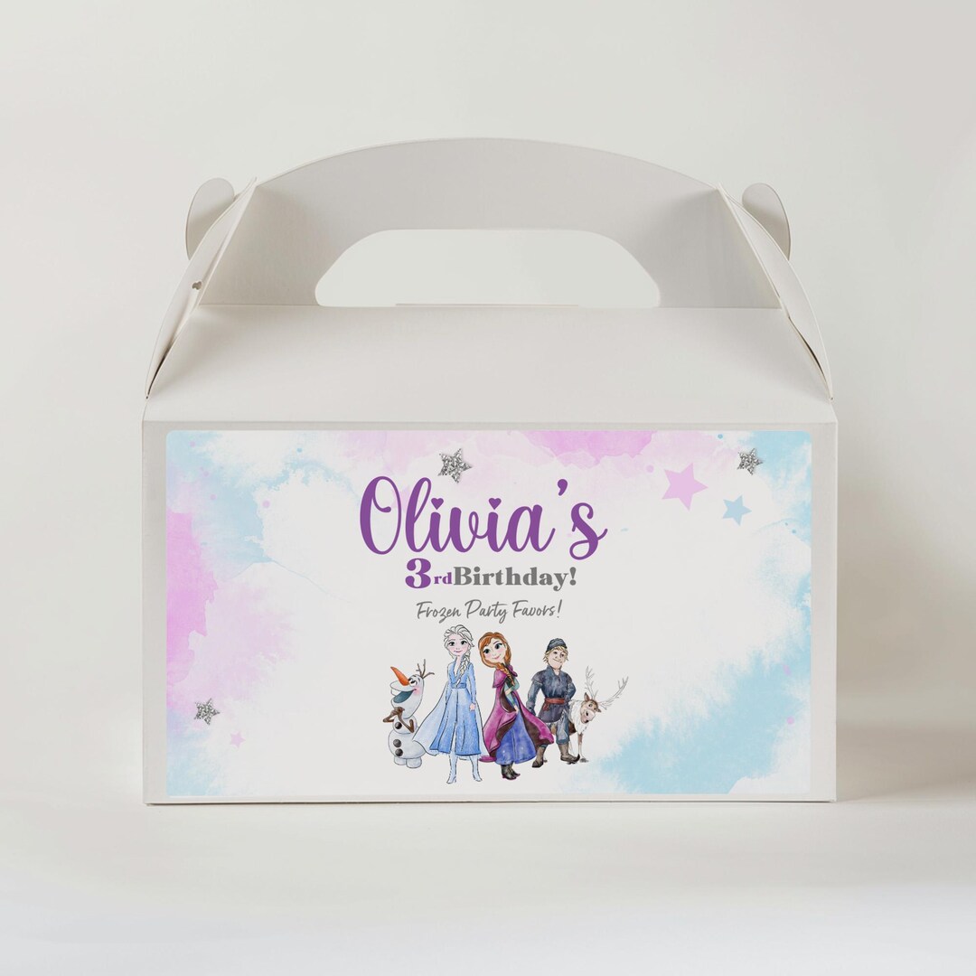 Editable Frozen Birthday Box Label, Frozen Girls Birthday Party Favors ...