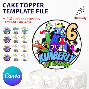 Editable Rainbow Friends Cake Topper Rainbow Friends Cupcake Topper ...