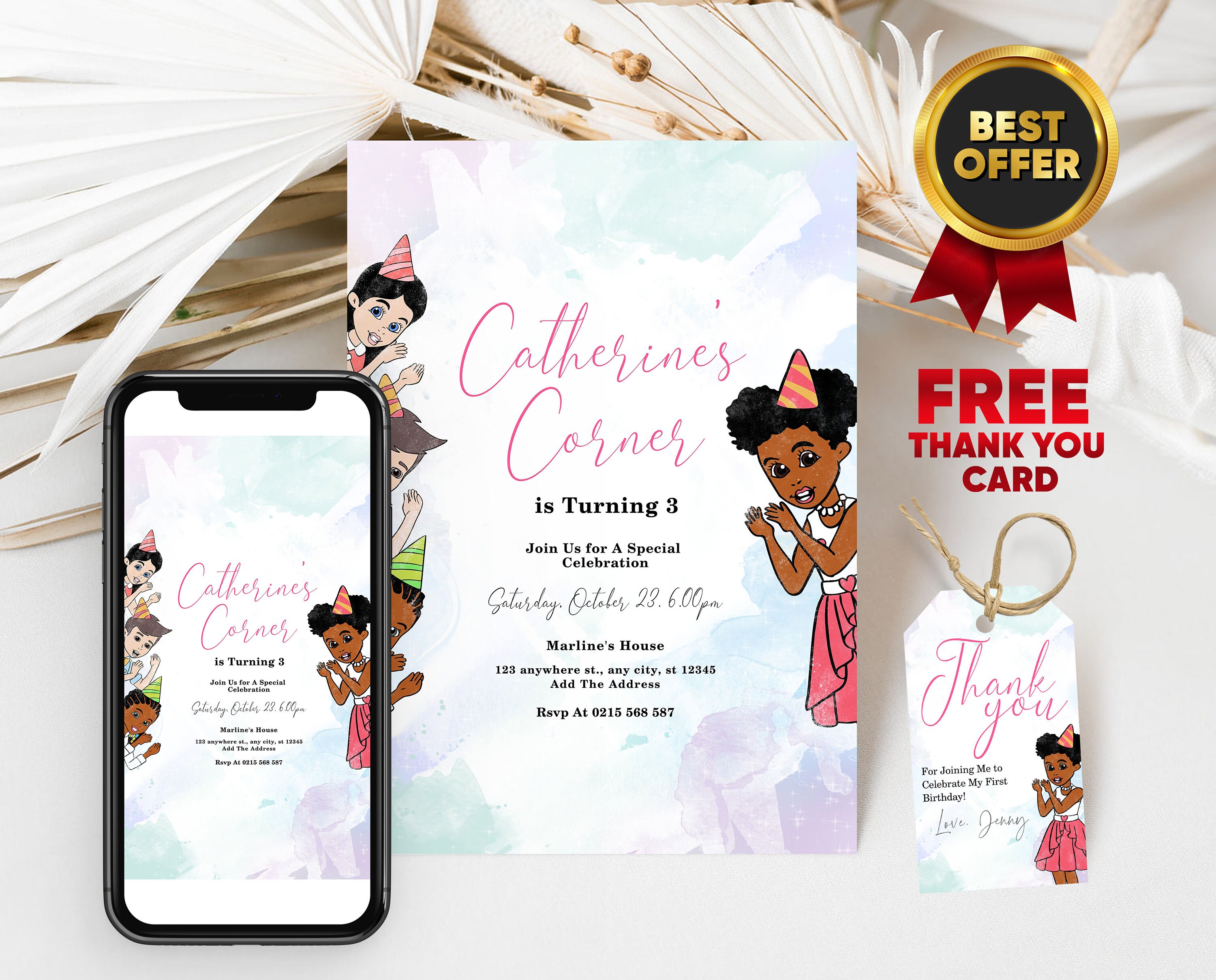 Gracy Corner Birthday Invitation Digital and FREE Thank You Tags ...