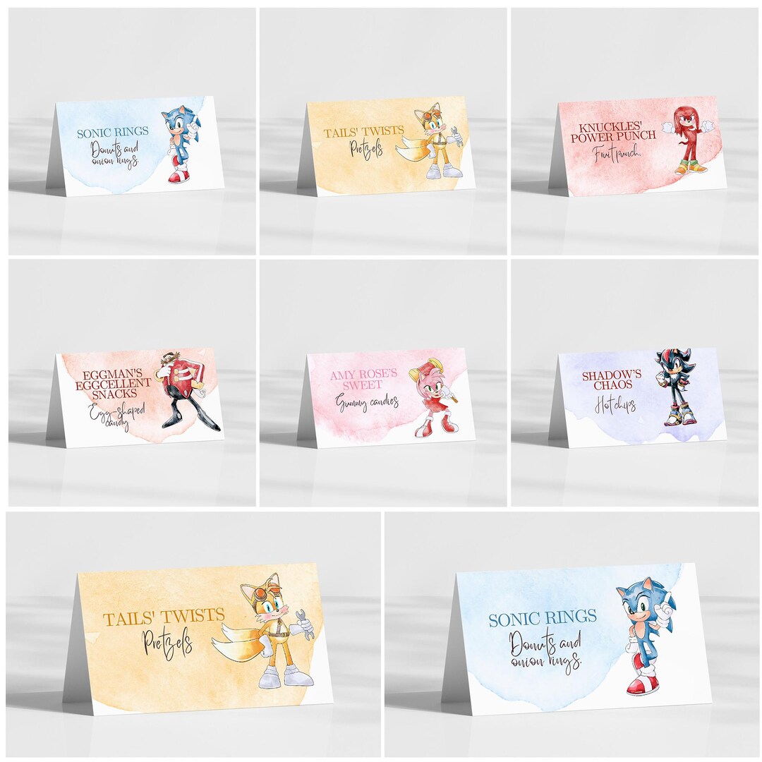 6 Editable Sonic Food Tent Card, Sonic and Friends Birthday Food Label ...