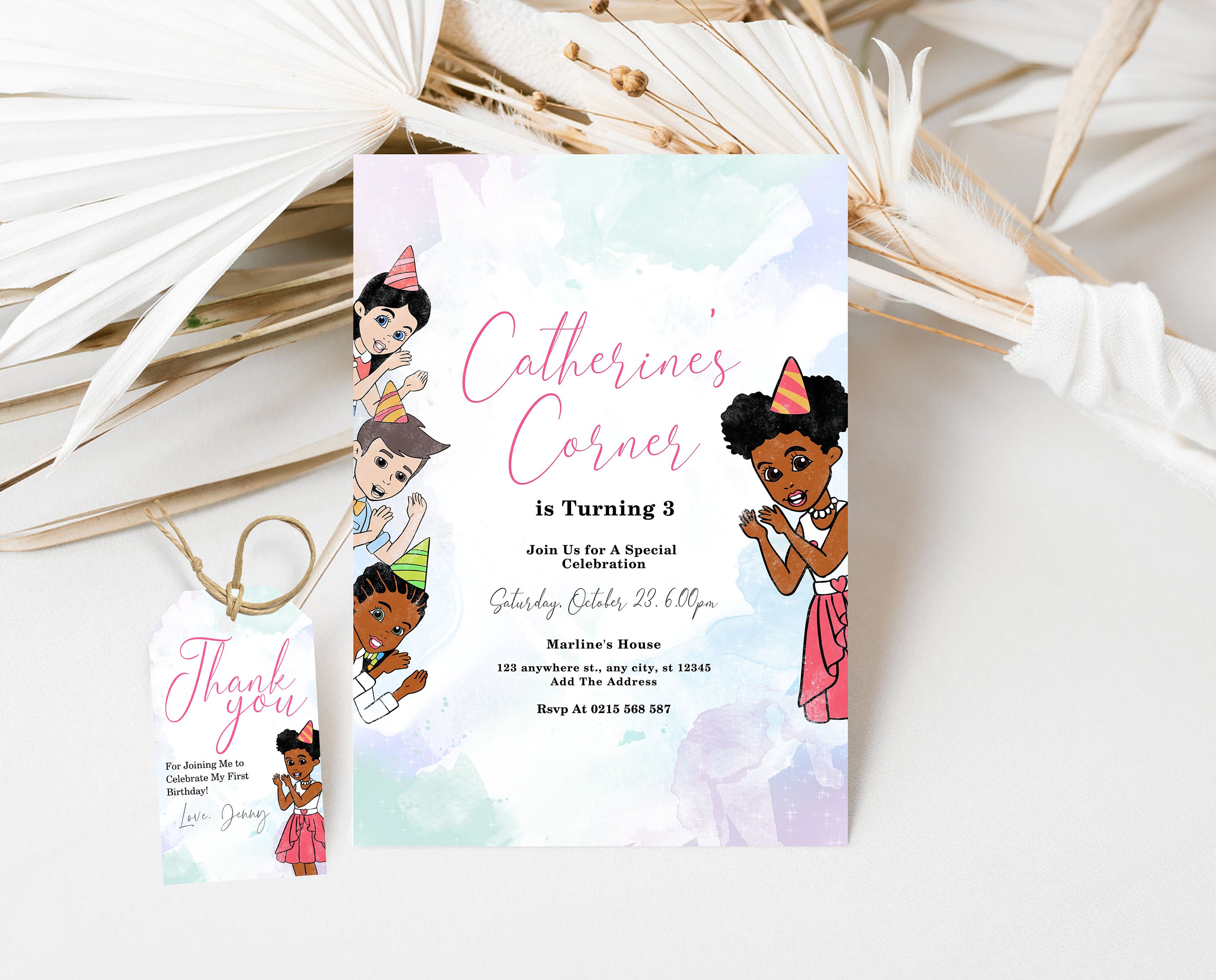 Gracy Corner Birthday Invitation Digital and FREE Thank You Tags ...