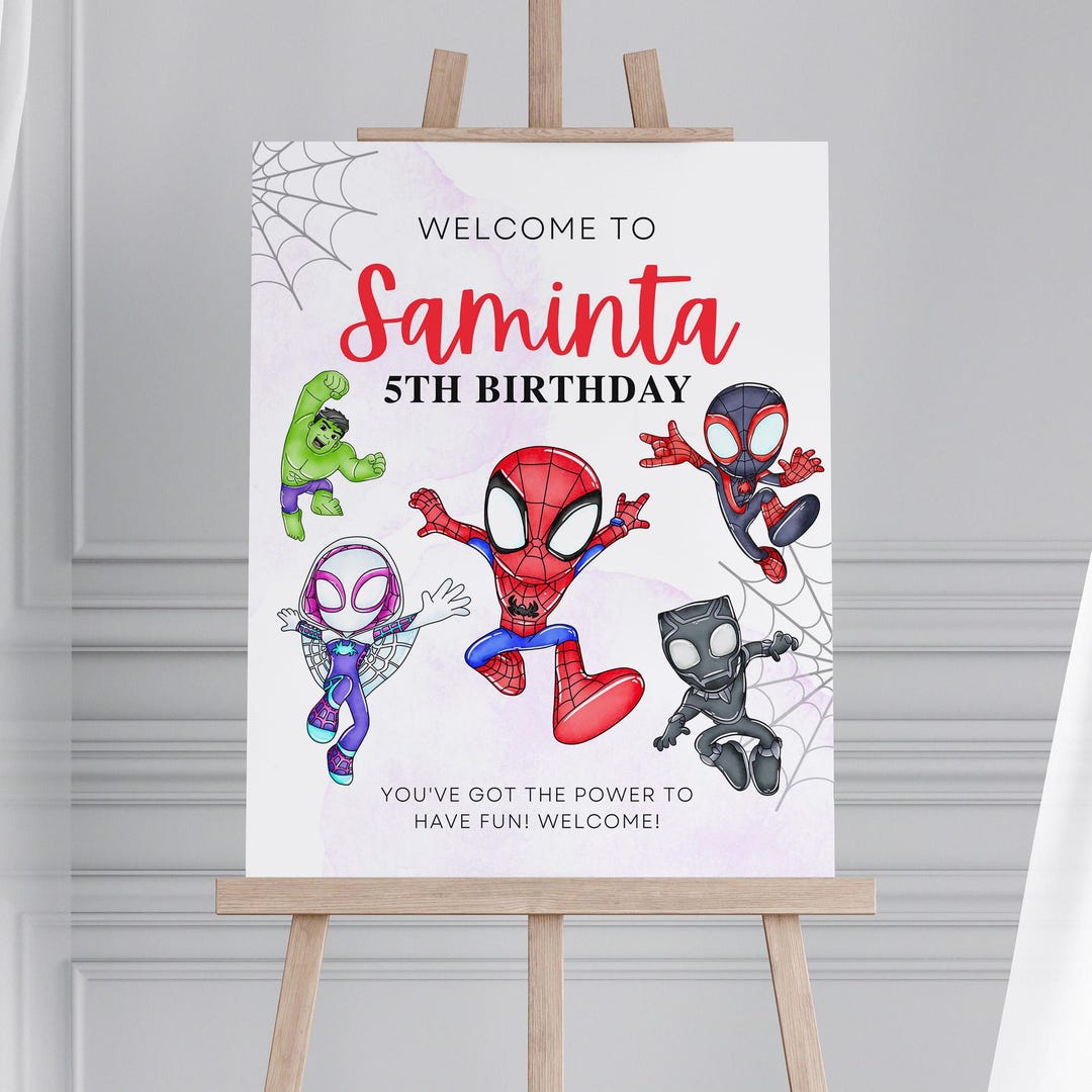Editable Spidey and His Amazing Friends Birthday Welcome Sign 16x20 ...