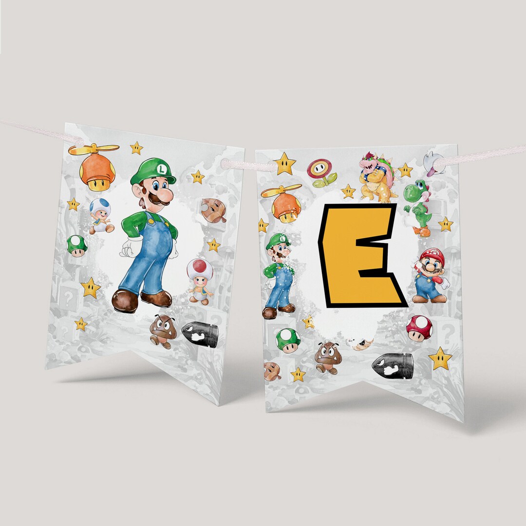 Editable Super Mario Birthday Banner, Super Mario Kids Birthday Party ...