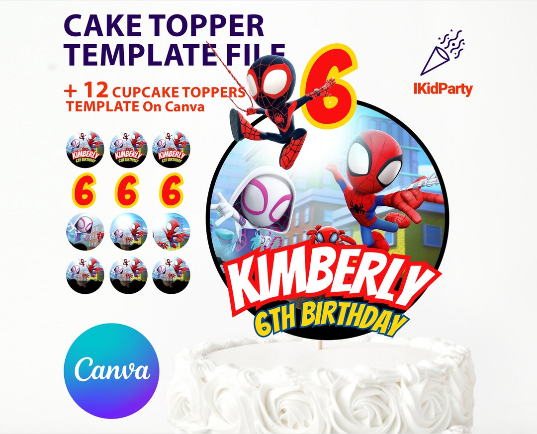 Printable Spidey and His Amazing Friends Cake Topper Spidey Cupcake ...