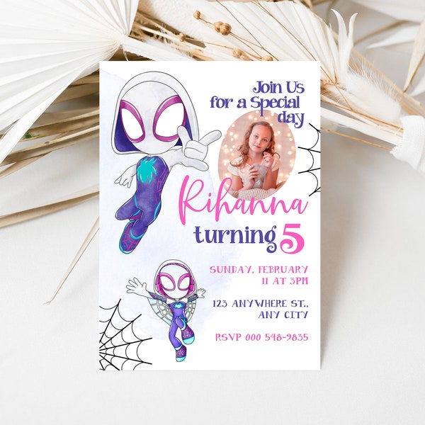 Ghost Spider Birthday Invitation - Etsy