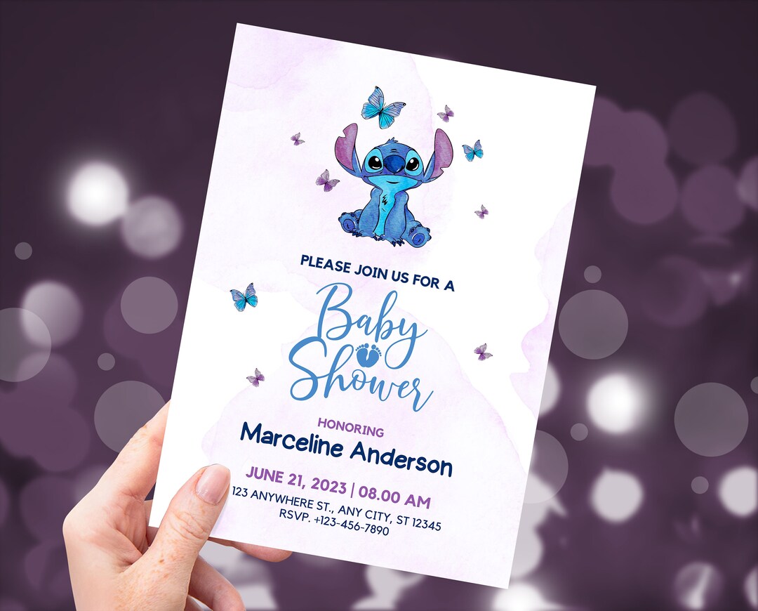 Editable Stitch Baby Shower Invitation Template & Stitch Baby Shower ...