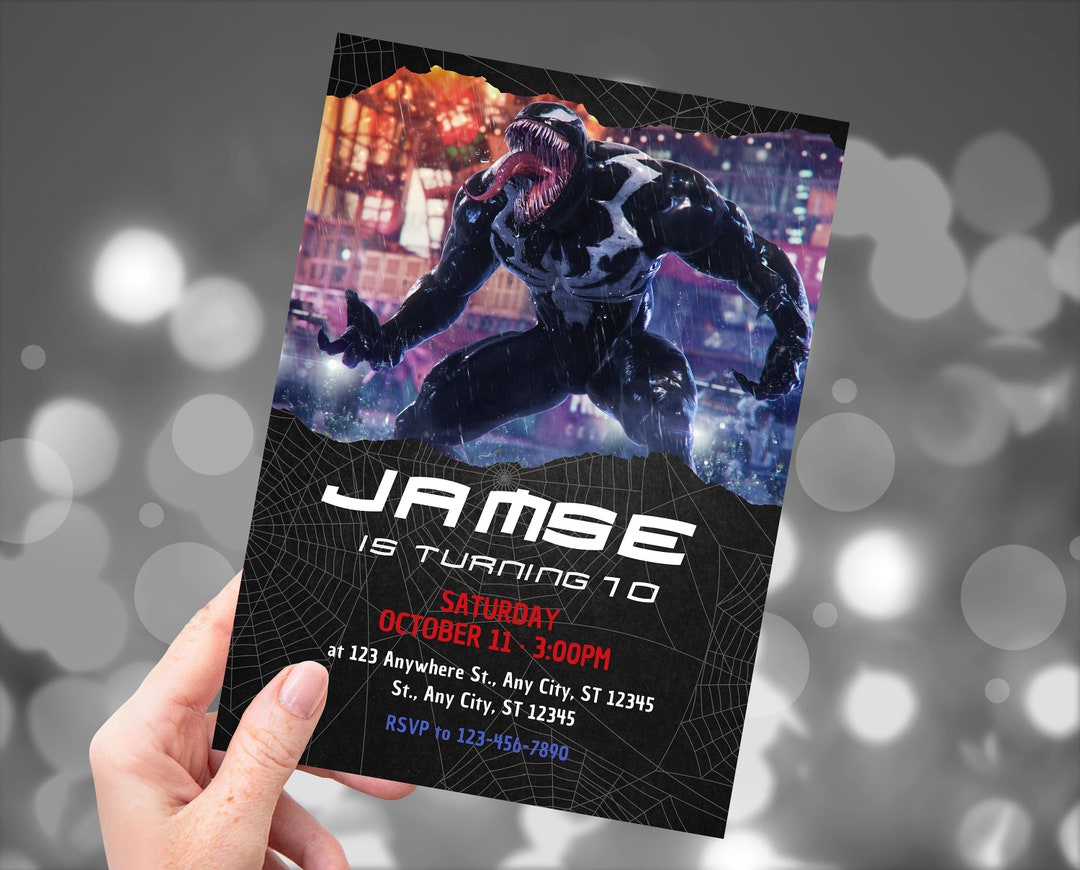 Venom Birthday Invitation on Canva Template ONLINE With FREE Venom ...