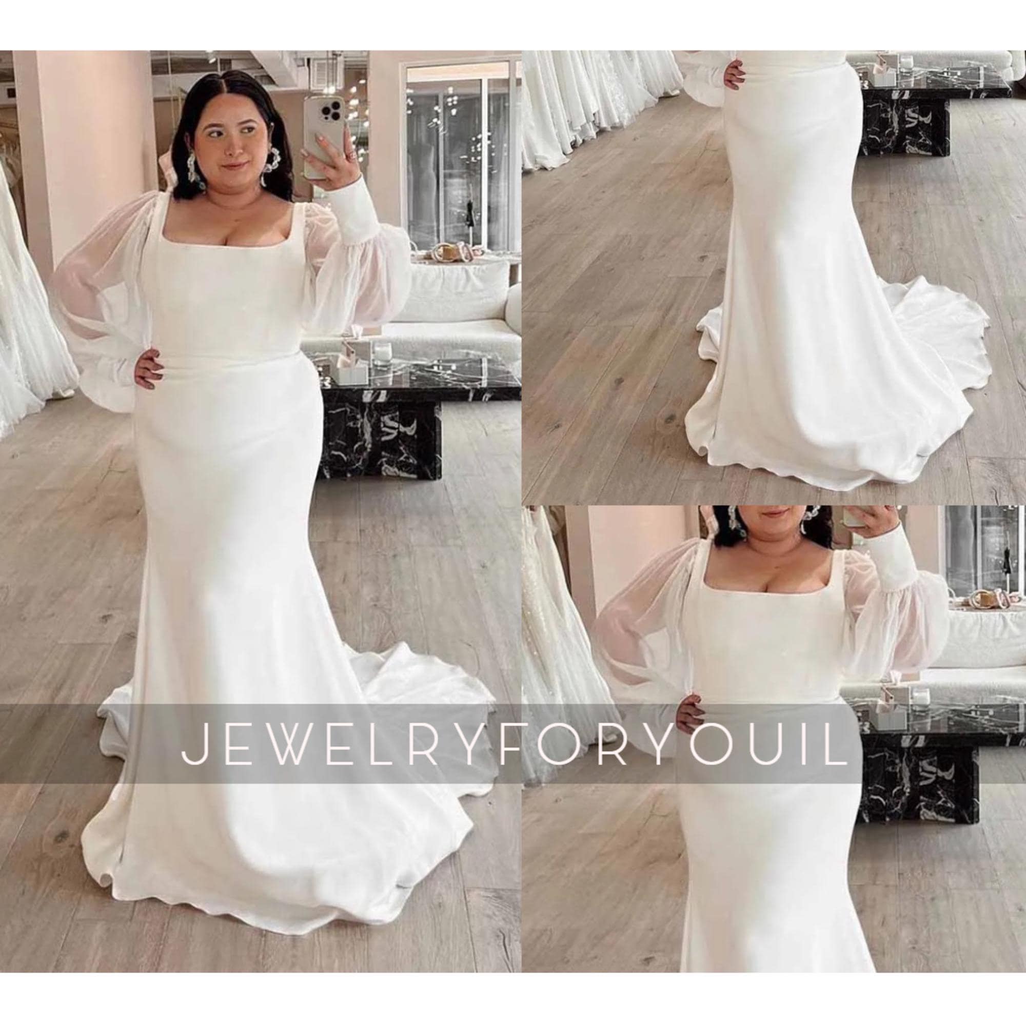 Plus Size Mermaid Wedding Dress Elegant Square Neck Bridal Gown for ...