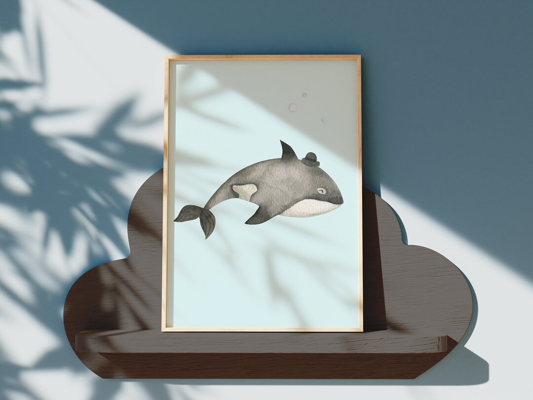 Orca With a Hat Sea Animals With Hats Art Print Series Whimsical ...