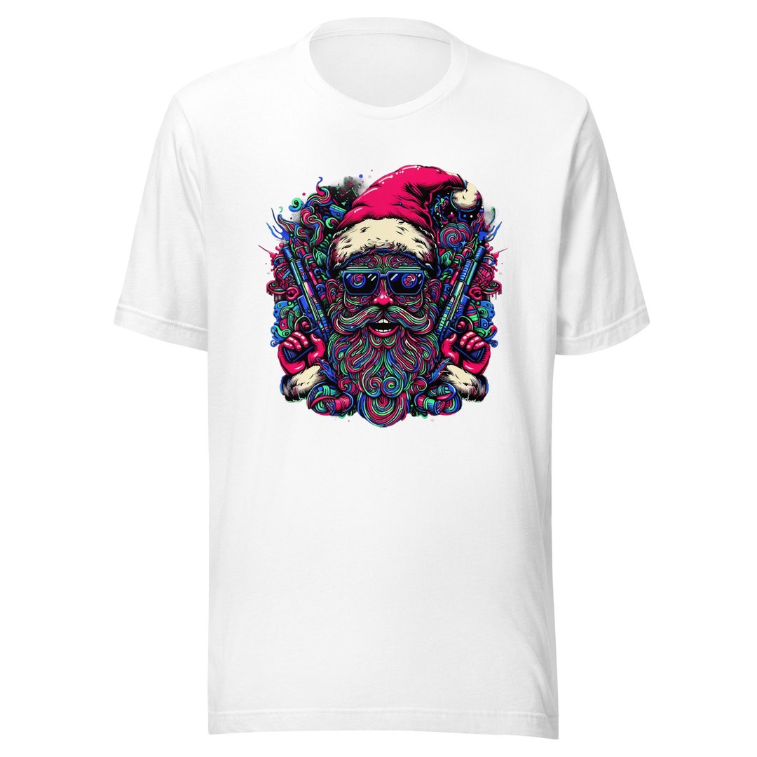 Trippy Santa Claus Tee Festive Psychedelic T-shirt Colorful - Etsy