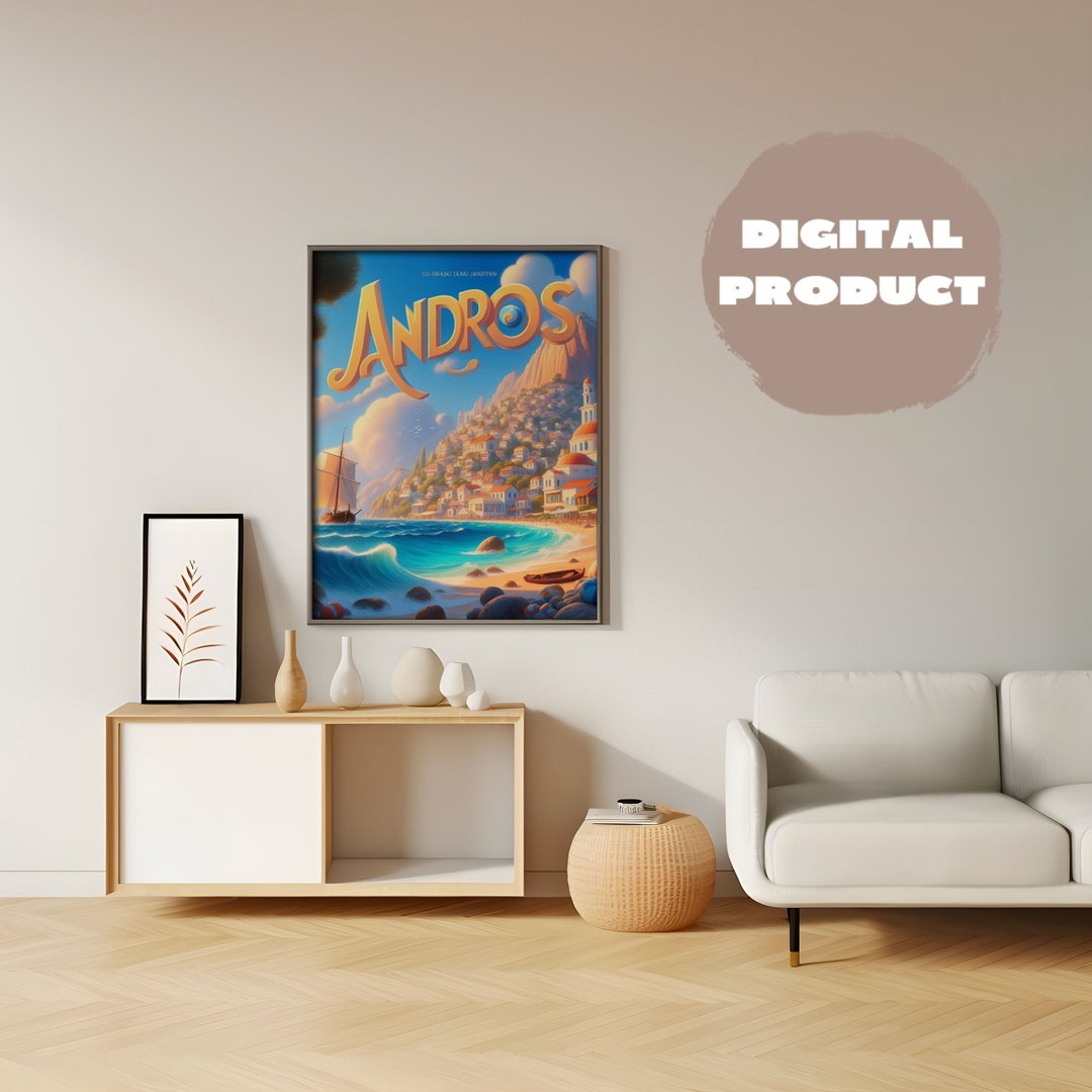 Andros Print, Living Room Decor, Aesthetic Apartment Wall Art, Digital ...