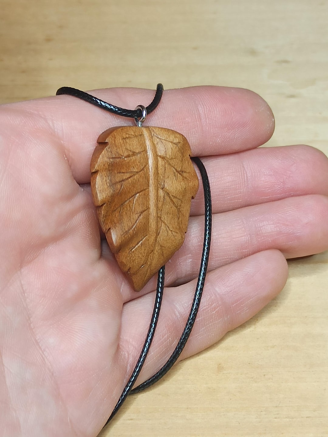 Birch Leaf Wood Pendant, Wooden Leaf Necklace, Leaf Shaped Necklace ...