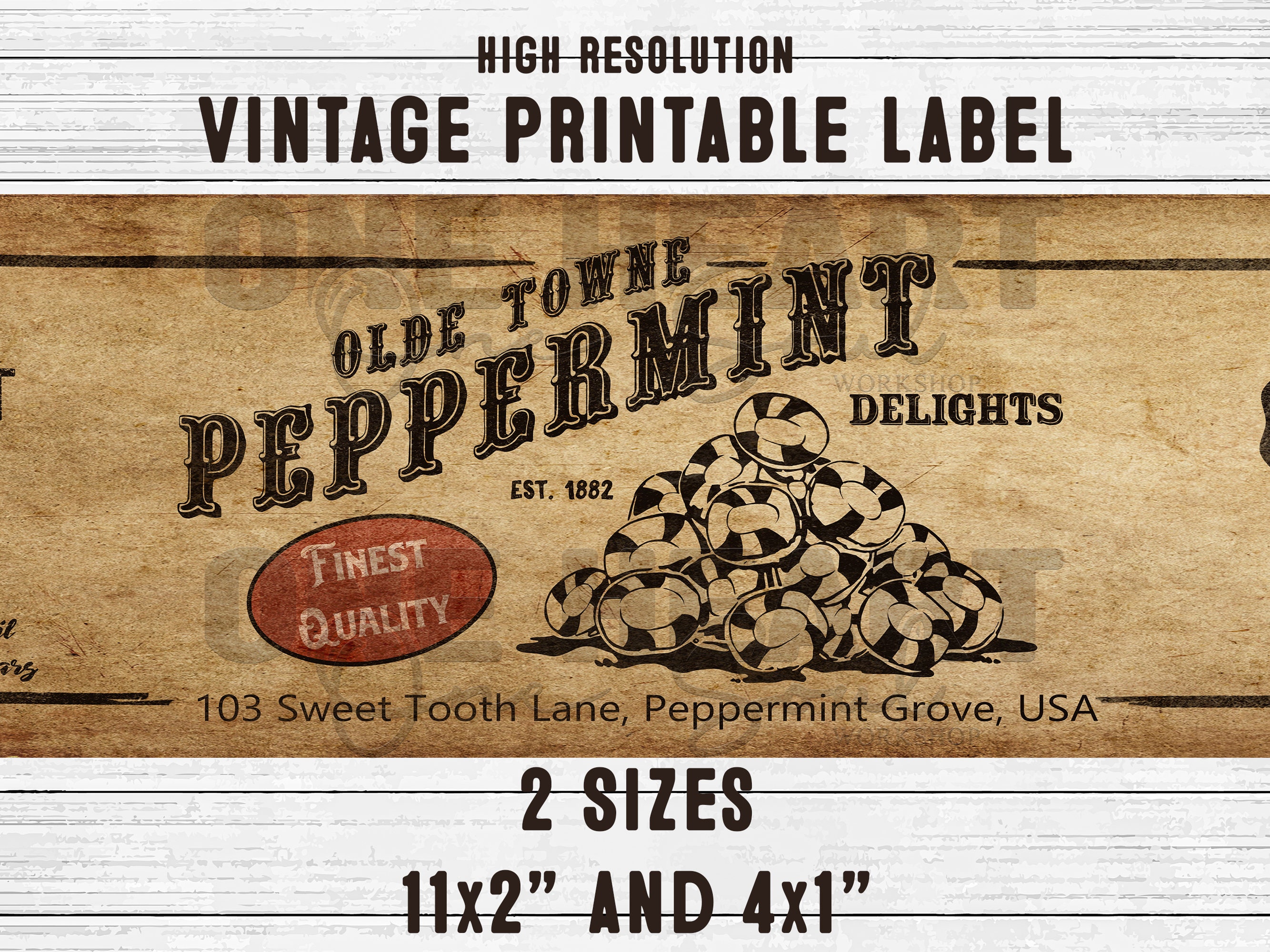 Vintage Peppermint Candy Label: Printable Pantry Tag (digital Download ...