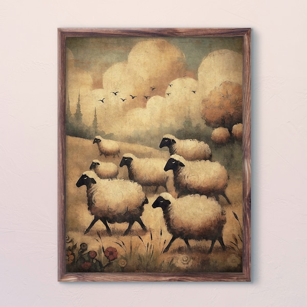 Folk Art Sheep - Etsy