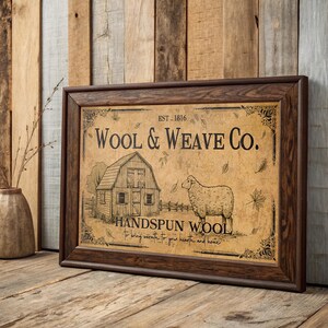 Vintage Wool Printable Label, Primitive Farmhouse Sheep Sticker, Rustic ...