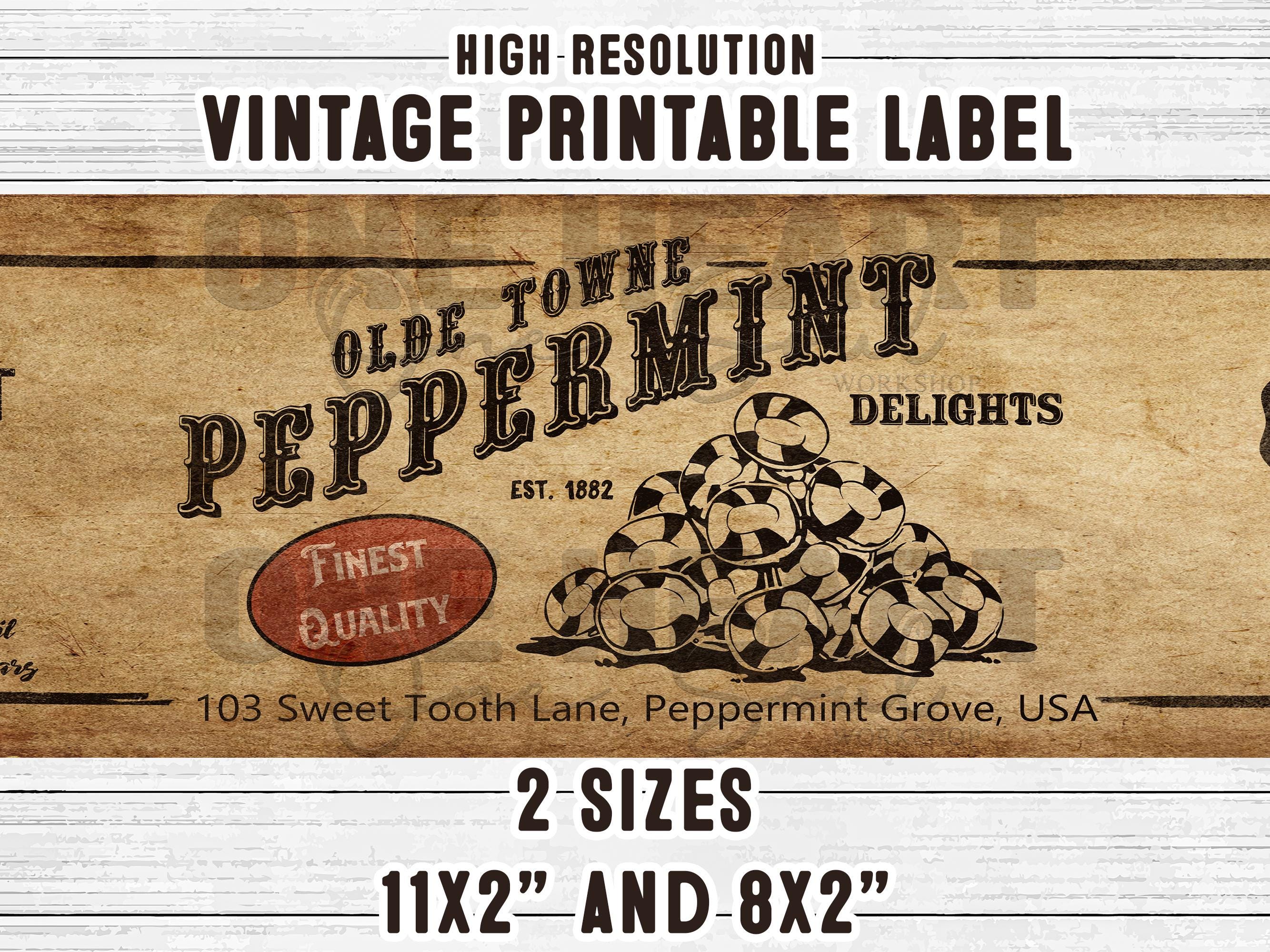 Vintage Peppermint Candy Label: Printable Candy Pantry Tag (digital ...