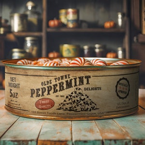 Vintage Peppermint Candy Label: Printable Candy Pantry Tag (digital ...