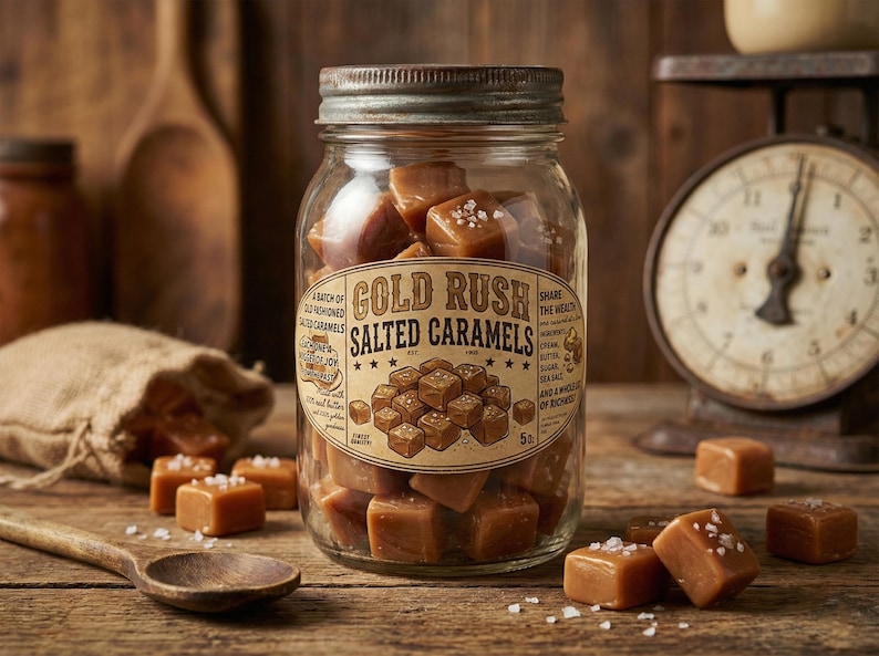 Vintage Salted Caramel Label Bundle, Rustic Candy Jar Stickers, Labels ...