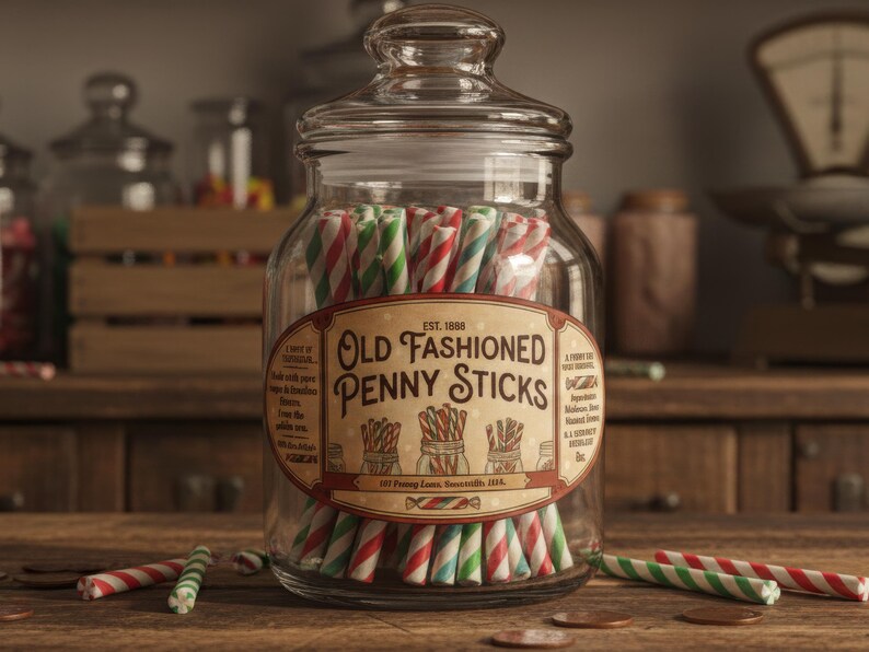 Vintage Penny Sticks Label Bundle, Printable Old Fashioned Candy Jar ...