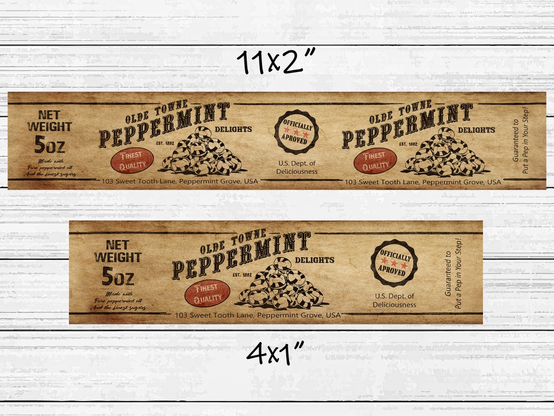 Vintage Peppermint Candy Label: Printable Pantry Tag (digital Download ...