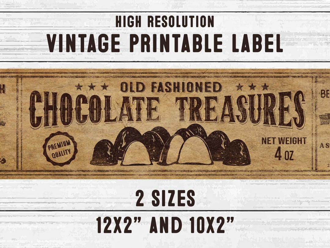 Vintage Chocolate Treasures Label: Old Fashioned Sweets Printable ...