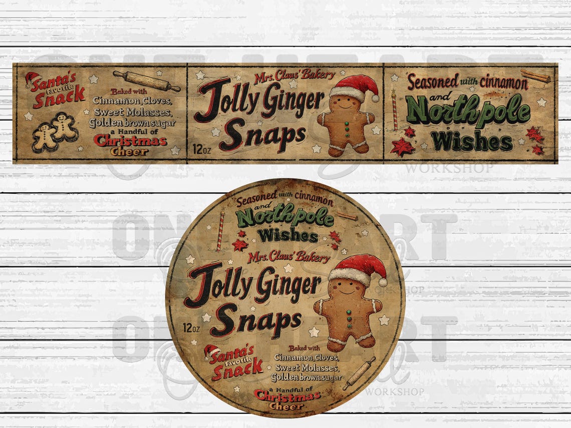 Vintage Gingerbread Man Christmas Label Bundle: Printable Pantry Labels ...