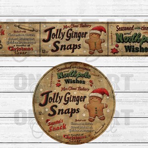Vintage Gingerbread Man Christmas Label Bundle: Printable Pantry Labels ...