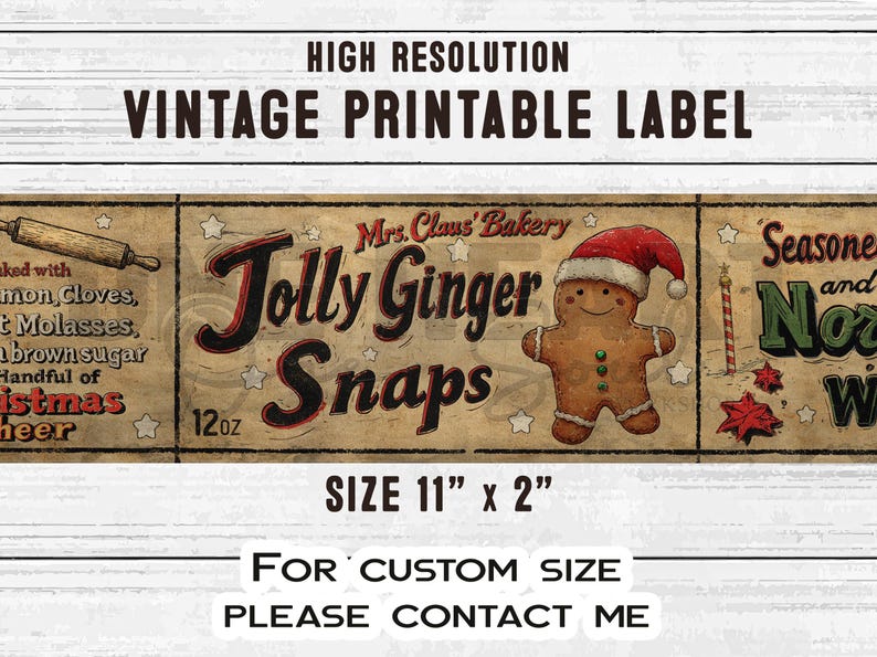 Vintage Gingerbread Man Christmas Label Bundle: Printable Pantry Labels ...