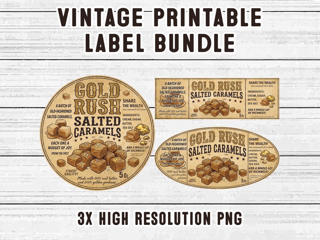 Vintage Salted Caramel Label Bundle, Rustic Candy Jar Stickers, Labels ...