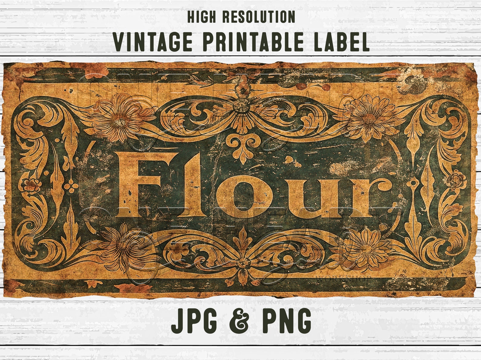 Vintage Pantry Flour Label, Printable Victorian Kitchen Jar Label ...