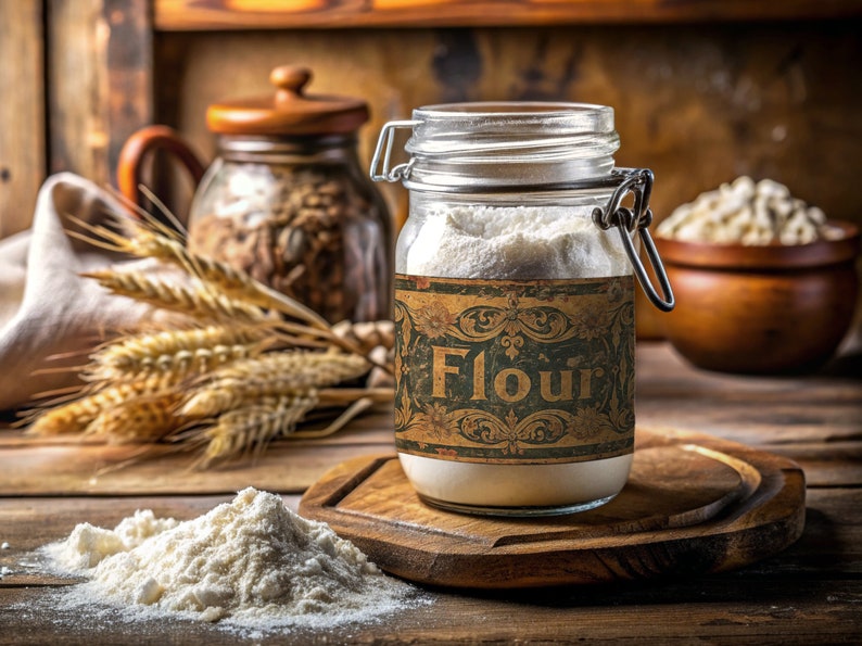 Vintage Flour Label Printable: Victorian Kitchen Jar Tag (digital ...