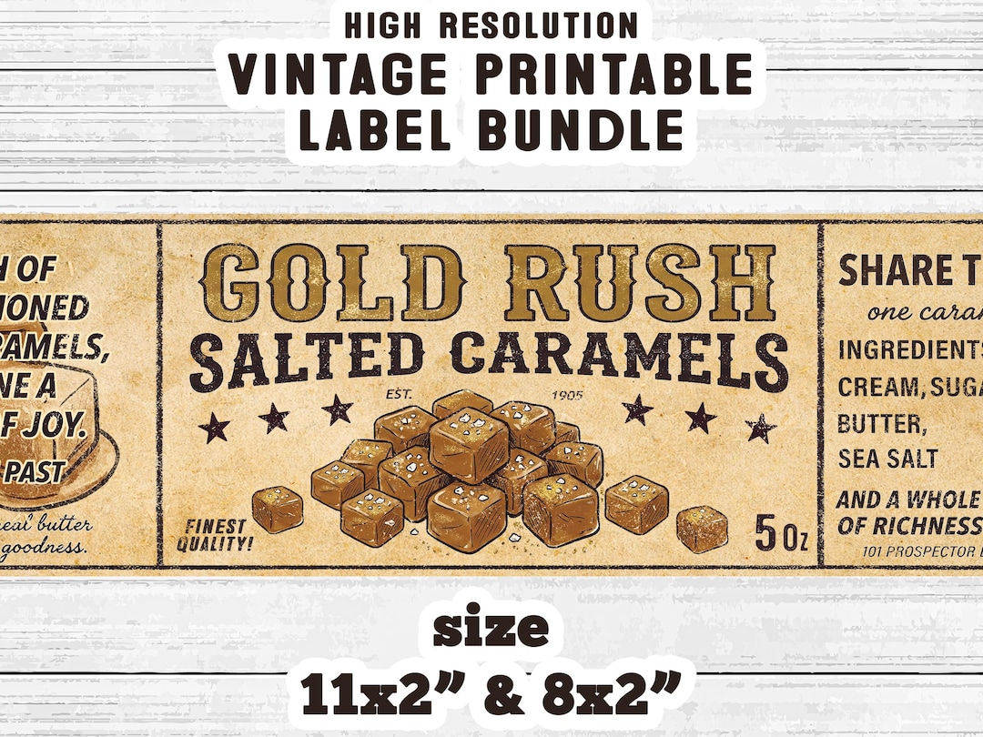 Vintage Salted Caramel Labels Printable, Antique Candy Jar Stickers ...
