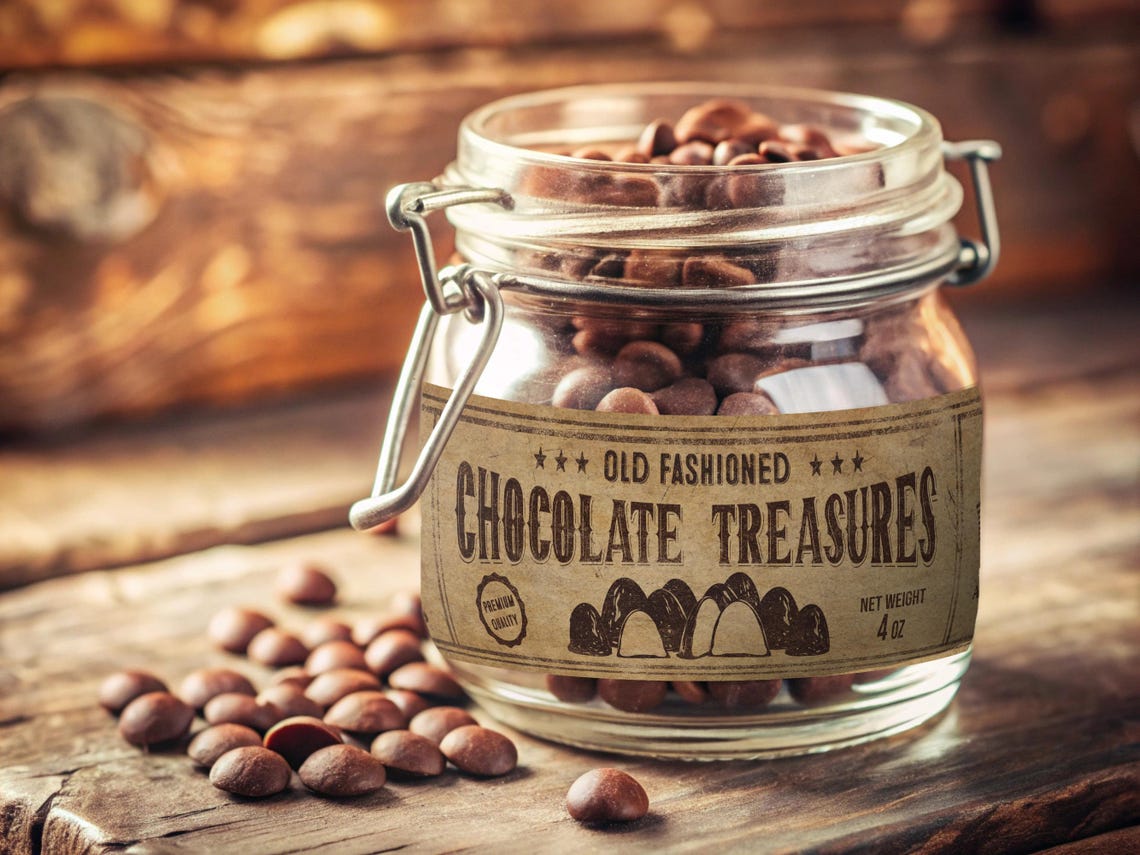 Vintage Chocolate Treasures Label: Old Fashioned Sweets Printable ...