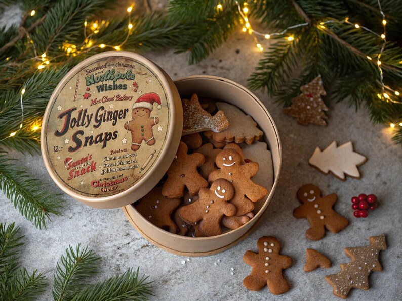 Vintage Gingerbread Man Christmas Label Bundle: Printable Pantry Labels ...