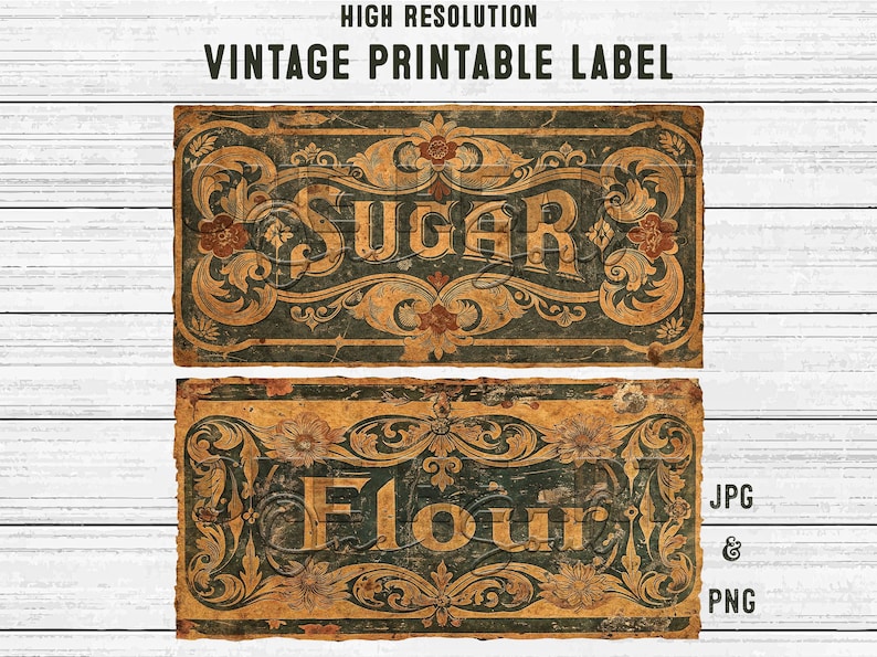 Vintage Sugar & Flour Label Set: Printable Victorian Pantry (digital ...