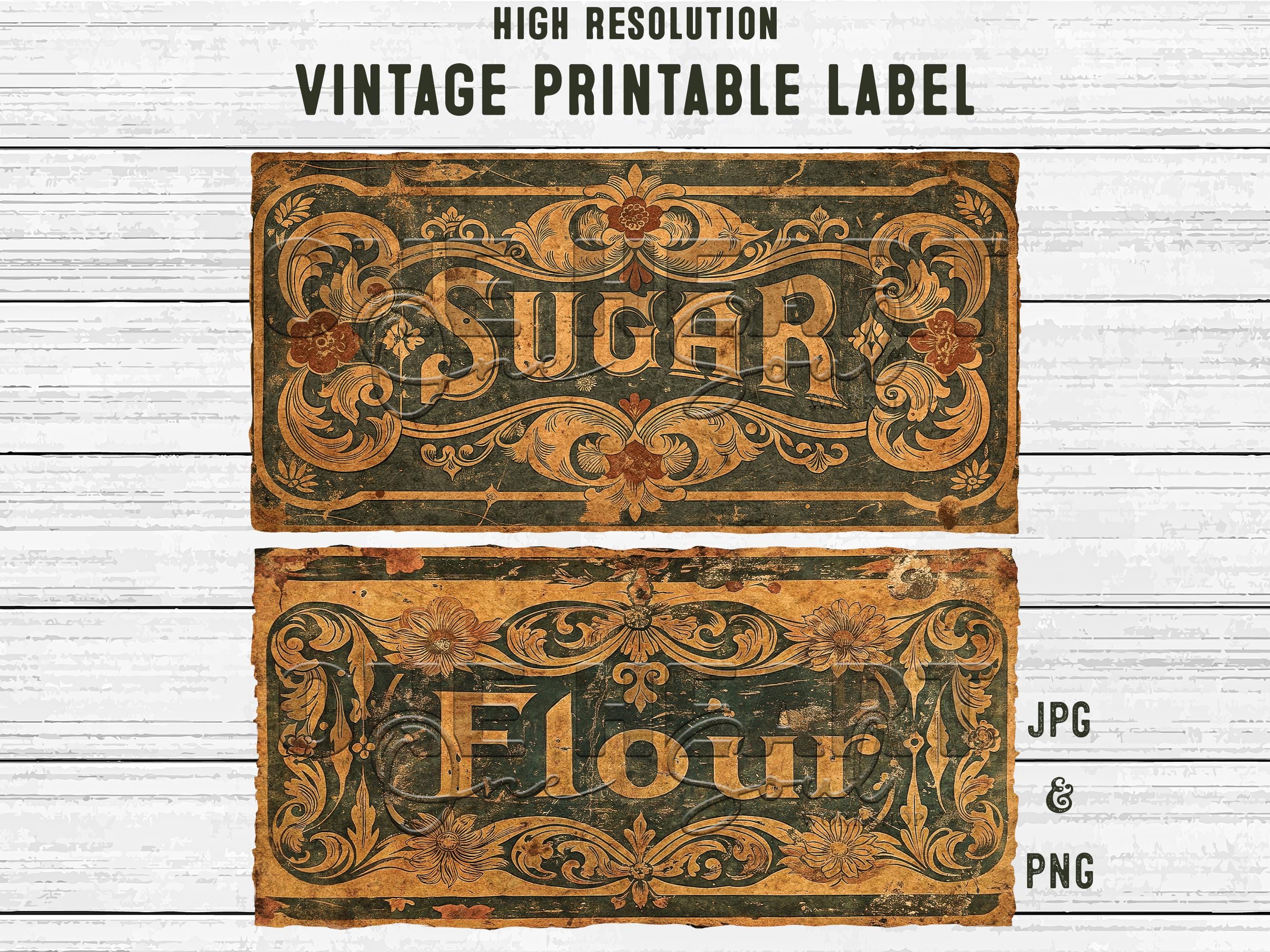 Vintage Sugar & Flour Label Set: Printable Victorian Pantry (digital ...