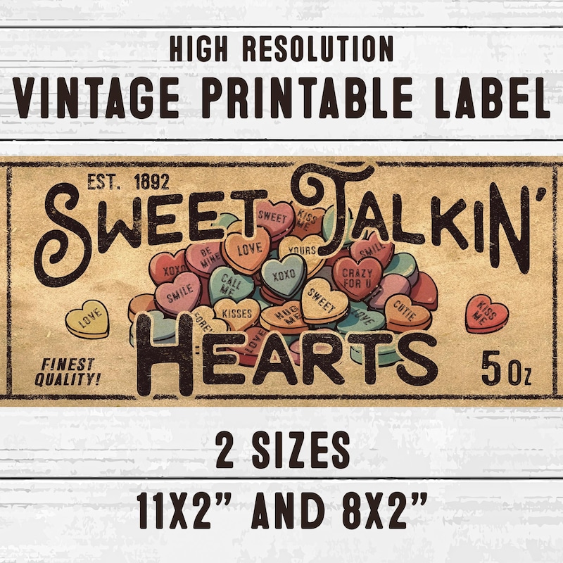 Love Heart Sweets Label - Etsy