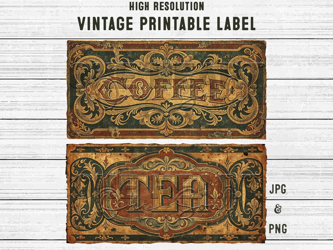 Coffee Tin Label, Tea Box Label, Printable Vintage Label, Victorian ...