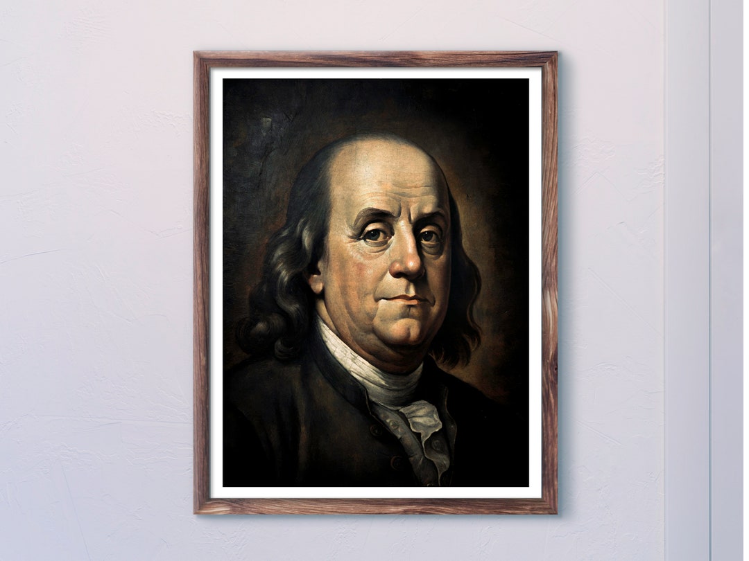 Benjamin Franklin Vintage Portrait: Founding Father Patriotic Wall Art ...