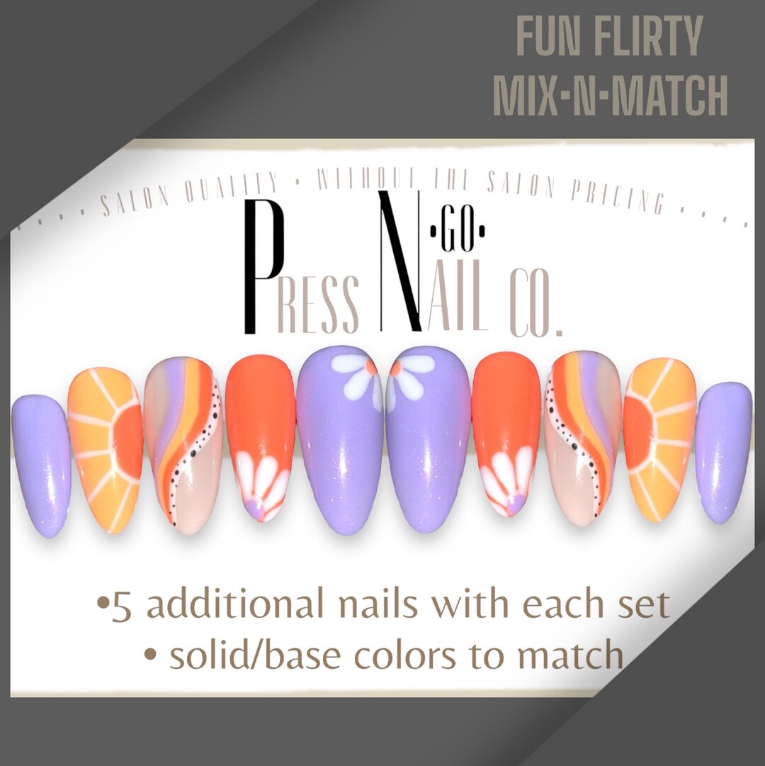 FAST/FREE Shipping 15 Piece Colorful Press on Nails Set Handmade False ...