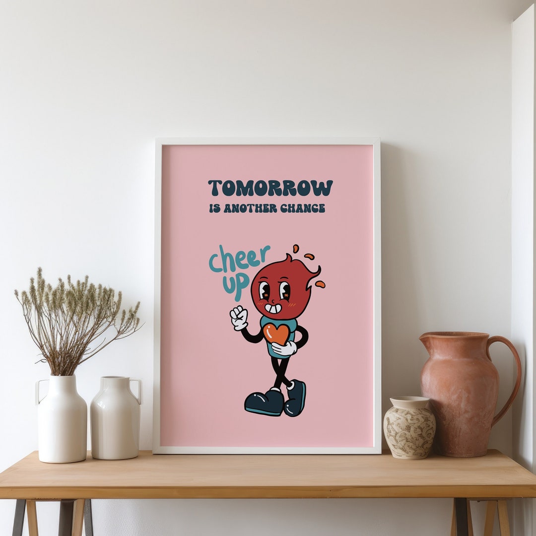Motivational Quotes Wall Art in Retro Cartoon Style, Digital Print ...