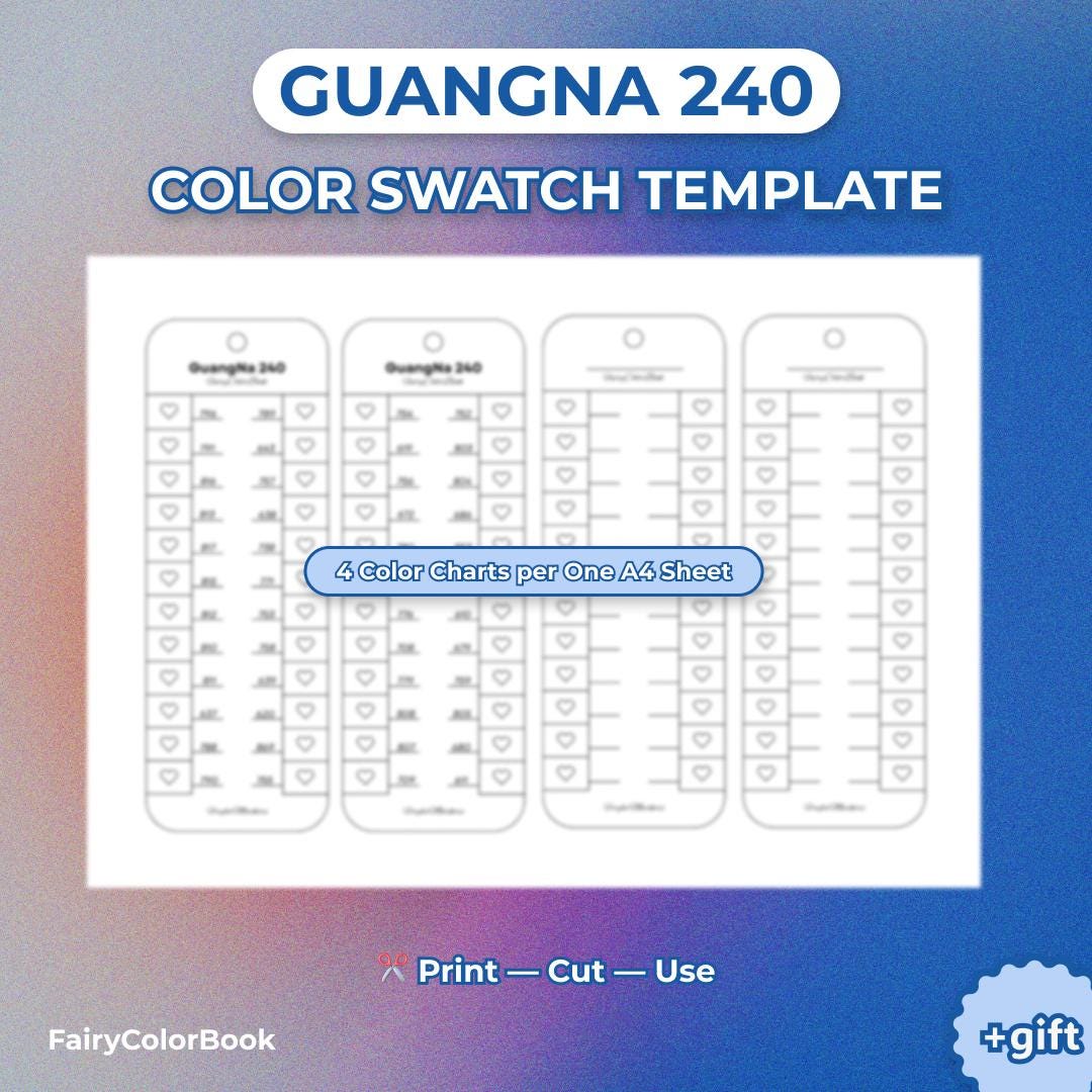 Guangna 240 Marker Color Chart, Sorted by Colors | Swatch Template (PDF ...