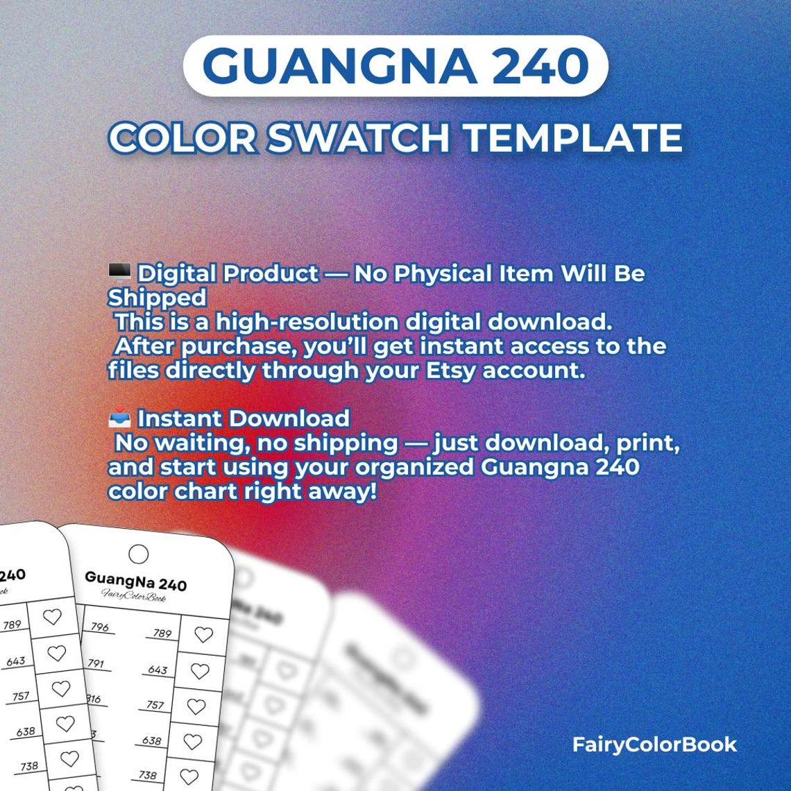 Guangna 240 Marker Color Chart, Sorted by Colors | Swatch Template (PDF ...