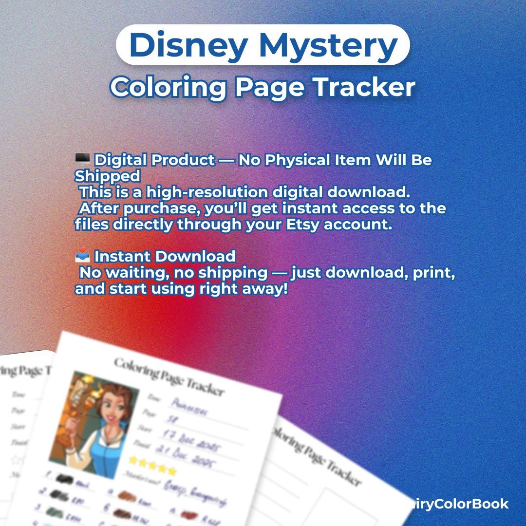 Coloring Page Tracker Printable PDF for Disney Mystery| Coloring Code ...