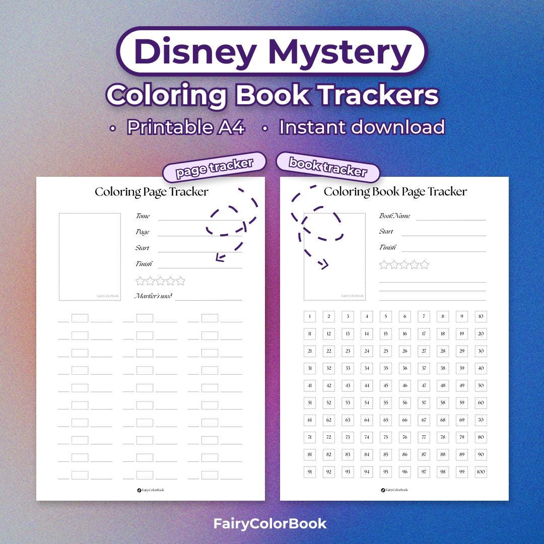 Coloring Book Trackers, Page and Marker Tracker, Printable Pdf ...