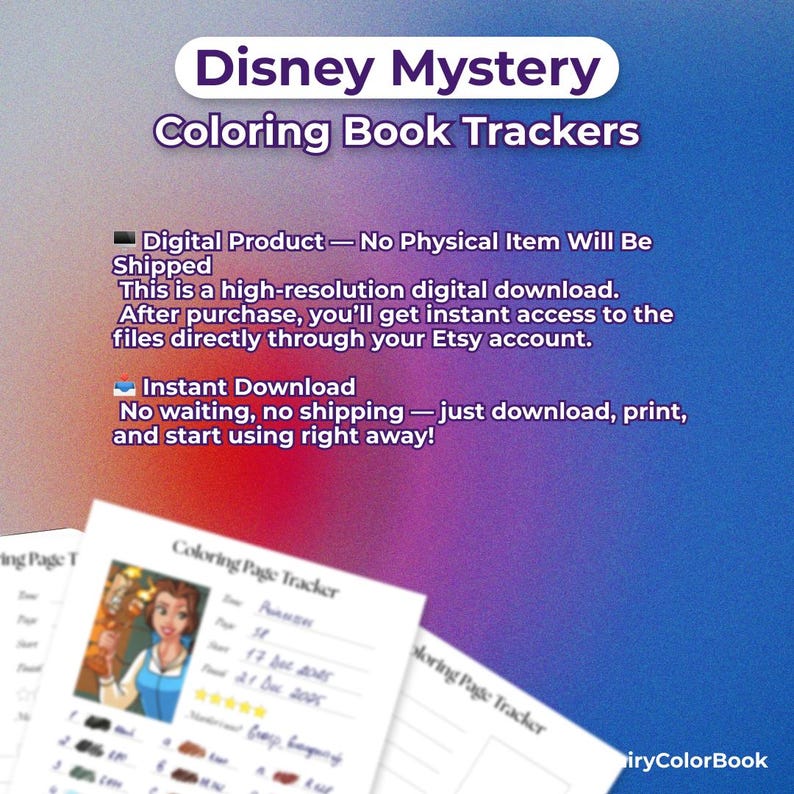 Coloring Book Trackers, Page and Marker Tracker, Printable Pdf ...