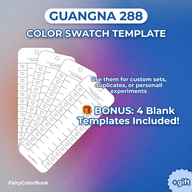 Guangna 288 Acrylic Marker Color Chart | Printable Swatch Template (PDF ...